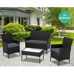 Schwarze Rattan-Garten-Lounge - WRS008