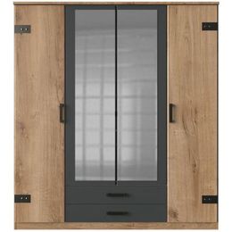 Tendances Kleiderschrank mit 4 Türen, davon 2 Spiegeltüren und 2 Schubladen - L180 cm