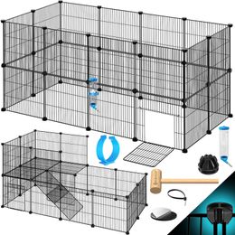 Kesser® Freigehege Gittergehege für Kaninchen aus Metallgitter XXL inkl. Tür & Trinkflasche Kleintiergehege Meerschweinchen Gehege Freilauf, Kleintierkäfig Laufgitter Hasenstall für Innen - draußen