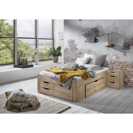 Relita Stauraumbett Noah 140 x 200 cm, mit Rolllattenrost mit 5 Bettschubladen, Ausf. Eiche Artisan Dekor
