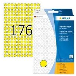 Herma Farbige Markierungspunkte 2211 Gelb Rund Ø 8 mm 32 Blatt à 176 Etiketten