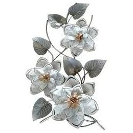 Wandbild "Wandbild Blumen, silber/weiß", silber, B:39cm H:69cm T:6cm, Metall, MyFlair MÖBEL & ACCESSOIRES, Bilder, maschinell