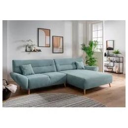 Ecksofa Inosign "Drago L-Form", grün (mint), B:290cm H:81cm T:166cm, 100% Polyester, Sofas, frei im Raum stellbar, inkl. 2 Zierkissen