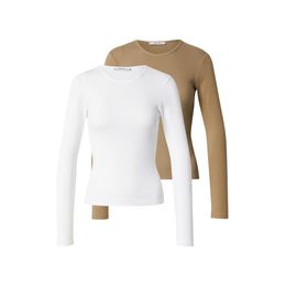 ABOUT YOU Shirts 'Insa' Damen Gr&ouml;&szlig;e S khaki / wei&szlig;