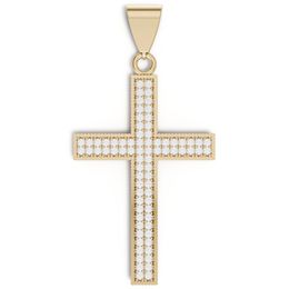 Kreuz-Anhänger Firetti "Schmuck Geschenk Gold 375 Halsschmuck Anhänger Halskette Kreuz", gold (gelbgoldfarben, kristallweiß, kristallweiß), Schmuckanhänger, Herren, Gelbgold 375, 2,10 g, mit Zirkonia (synth.)