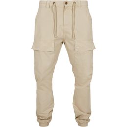 Jogginghose Urban Classics "Urban Classics Herren Front Pocket Cargo Jogging Pants", Herren, Gr. L, US-Größen, grau (concrete), 100% Baumwolle, unifarben, relaxed fit, Hosen