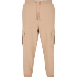 Jogginghose Urban Classics "Urban Classics Herren 90‘s Cargo Sweatpants", Herren, Gr. 4XL, US-Größen, beige (unionbeige), 65% Baumwolle, 35% Polyester, unifarben, loose fit, Hosen