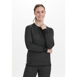 Funktionsshirt WHISTLER "BRANDI", Damen, Gr. 36, schwarz, 45% Wolle, 45% Polyester, 10% Elasthan, meliert, sportlich, lang, Rundhals, Langarm, Shirts, mit hohem Merinowolle-Anteil