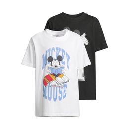 T-Shirt MisterTee "MisterTee T-Shirt 2 Pack - kurzarm - Mickey Mouse", Jungen, Gr. 110/116, schwarz-weiß (schwarz, weiß), 100% Baumwolle, bedruckt, casual, normal, Rundhals, Kurzarm, Shirts