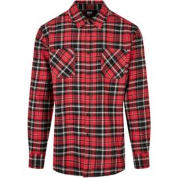 Langarmhemd Urban Classics "Urban Classics Herren Checked Roots Shirt", Herren, Gr. L, US-Größen, rot (rot, schwarz), 100% Baumwolle, normal, Hemden