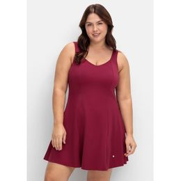 Badekleid sheego "Große Größen", Damen, Gr. 40, Cup C, lila (beere), Polyamid, Xtra Life LYCRA, unifarben, Badeanzüge, mit wattierten Cups, Hosenteil blickdicht