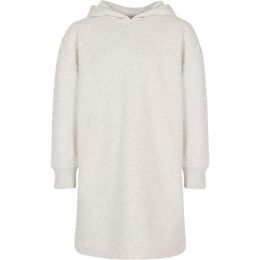 Shirtkleid Urban Classics "Urban Classics Damen Girls Oversized Terry Hoody Dress", Mädchen, Gr. 110/116, Normalgrößen, grau (lightgrau), 65% Baumwolle, 35% Polyester, unifarben, klassisch, oversize, ohne Ausschnitt, Langarm, Kleider Sweatkleid Minikleid