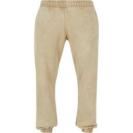 Jogginghose Urban Classics "Urban Classics Herren Heavy Stone Washed Sweatpants", Herren, Gr. 3XL, US-Größen, beige (unionbeige), 70% Baumwolle, 30% Polyester, unifarben, relaxed fit, Hosen