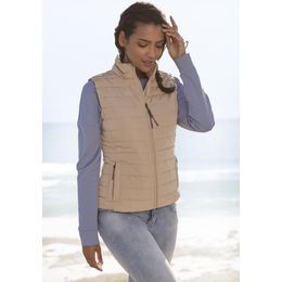 Steppweste ELBSAND, Damen, Gr. L (40), beige, Steppware, Obermaterial: 100% Polyester. Futter: 100% Polyester. Wattierung: 100% Polyester, unifarben, casual, körpernah hüftlang, ohne Ausschnitt, Westen, Mit abnehmbarer Kapuze