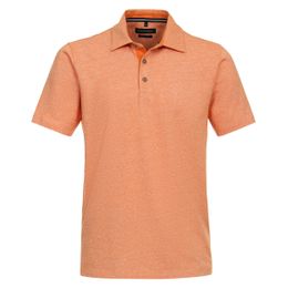 Poloshirt Casamoda "Casamoda Polo-Shirt uni", Herren, Gr. L, orange, 70% Baumwolle, 30% Leinen, Shirts