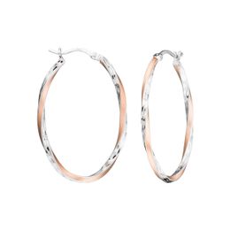 Jobo Damen Paar Creolen "oval", Silber 925 (Sterlingsilber), silber, Silber 925 (Sterlingsilber), Ohrringe, 925 Silber bicolor vergoldet