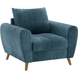 Sessel MR. COUCH, B:96cm H:71cm T:90cm, blau, Dolce (100% Polyester), Wohnzimmer, Sessel, "Blackburn II", Passend zu der Garnitur, wahlweise mit