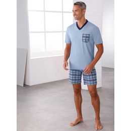 Herren Shorty, Gr. 56, blau, 100% Baumwolle, Homewear-Sets