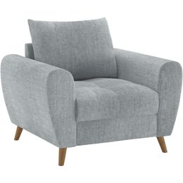 Sessel MR. COUCH, B:96cm H:71cm T:90cm, silber, Dolce (100% Polyester), Wohnzimmer, Sessel, "Blackburn II", Passend zu der Garnitur, mit