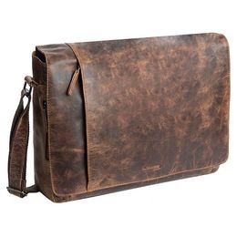 Damen Messenger Bag, GreenLand Nature, braun, Leder, vintage, Taschen, mit praktischer Einteilung