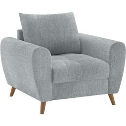 Sessel MR. COUCH, B:96cm H:71cm T:90cm, silber, Dolce (100% Polyester), Wohnzimmer, Sessel, "Blackburn II", Passend zu der Garnitur, wahlweise mit