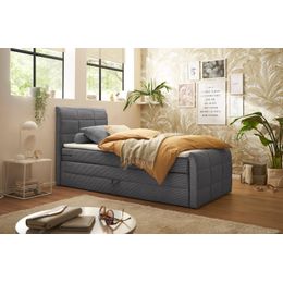 Boxspringbett, B:103cm L:220cm, grau, ED EXCITING DESIGN, 92% Polyester, 8% Nylon, Komplettbetten, "Bolivia", harte Seite mit Kokosmatte, weiche