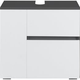 Waschbeckenunterschrank Home Affaire, B:60cm H:55cm T:35cm, grau, Spanplatte, Badezimmer, Schr&auml;nke, "Wisla", Siphonausschnitt, Push-to-open-Funktion,