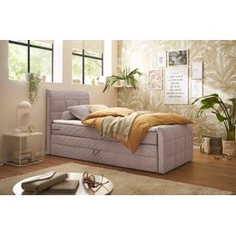 Boxspringbett, B:123cm L:220cm, rosa, ED EXCITING DESIGN, 92% Polyester, 8% Nylon, Komplettbetten, "Bolivia", harte Seite mit Kokosmatte, weiche