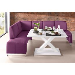 Eckbank, B:244cm H:91cm T:157cm, pink, exxpo - SOFA FASHION, NaturLeder;Strukturstoff (Zusammensetzung: Polyester 100%);Luxus-Microfaser