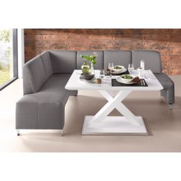 Eckbank, B:244cm H:91cm T:157cm, grau, exxpo - SOFA FASHION, NaturLeder;Strukturstoff (Zusammensetzung: Polyester 100%);Luxus-Microfaser