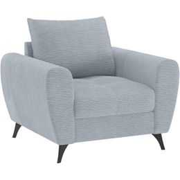 Sessel MR. COUCH, B:96cm H:71cm T:90cm, blau, Stripes (92% Polyester / 8% Nylon), Wohnzimmer, Sessel, "Blackburn II", Passend zu der Garnitur, mit