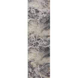 L&auml;ufer my home, B:67cm H:12mm L:230cm, grau, Kunstfaser, Flur, Teppiche, "Marmor", Teppich in moderner Marmor Optik, Hoch Tief Effekt, flach,