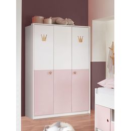 Drehtürenschrank wimex, B:139cm H:199cm T:58cm, rosa, Spanplatte, Schränke, "Cindy2"