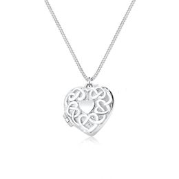 Elli Damen Kette mit Anhänger "Herz Medaillon Ornament 925 Silber", 45, ohne Stein, Silber 925 (Sterlingsilber), L: 45, silber, Silber 925