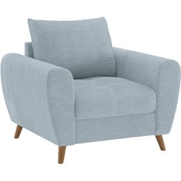Sessel MR. COUCH, B:96cm H:71cm T:90cm, blau, Stripes (92% Polyester / 8% Nylon), Wohnzimmer, Sessel, "Blackburn II", Passend zu der Garnitur, mit