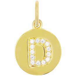 Amor Damen Buchstabenanh&auml;nger "A-Z", D, Silber 925 (Sterlingsilber), 0,77 g, gold, Silber 925 (Sterlingsilber), Schmuckanh&auml;nger, mit Zirkonia (synth.)