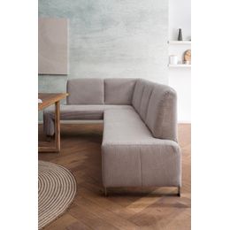 Eckbank, B:244cm H:91cm T:157cm, braun, exxpo - SOFA FASHION, NaturLeder;Strukturstoff (Zusammensetzung: Polyester 100%);Luxus-Microfaser