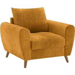 Sessel MR. COUCH, B:96cm H:71cm T:90cm, orange, Dolce (100% Polyester), Wohnzimmer, Sessel, "Blackburn II", Passend zu der Garnitur, wahlweise mit