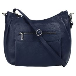 Samantha Look Damen Umhängetasche, blau, Leder, unifarben, Taschen, echt Leder, Made in Italy