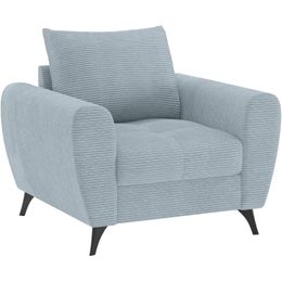 Sessel MR. COUCH, B:96cm H:71cm T:90cm, blau, Stripes (92% Polyester / 8% Nylon), Wohnzimmer, Sessel, "Blackburn II", Passend zu der Garnitur,