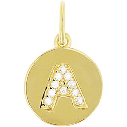 Amor Damen Buchstabenanh&auml;nger "A-Z", A, Silber 925 (Sterlingsilber), 0,76 g, gold, Silber 925 (Sterlingsilber), Schmuckanh&auml;nger, mit Zirkonia (synth.)