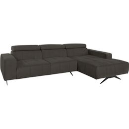Ecksofa DOMO collection, B:287cm H:79cm T:175cm, braun, 92% Polyester, 8% Nylon, Wohnzimmer, Sofas, "Trento L-Form, mit Kufenfuß oder Einzelfuß",