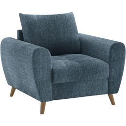 Sessel MR. COUCH, B:96cm H:71cm T:90cm, blau, Dolce (100% Polyester), Wohnzimmer, Sessel, "Blackburn II", Passend zu der Garnitur, mit