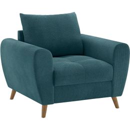 Sessel MR. COUCH, B:96cm H:71cm T:90cm, blau, Memphis (Grundgewebe - 100% Polyester; Nutzschicht- 90% Polyester / 10% Polyamide), Wohnzimmer, Sessel,