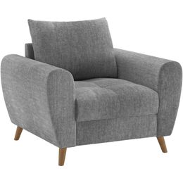 Sessel MR. COUCH, B:96cm H:71cm T:90cm, grau, Dolce (100% Polyester), Wohnzimmer, Sessel, "Blackburn II", Passend zu der Garnitur, mit