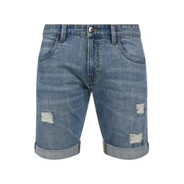 Jeansshorts INDICODE "Jeansshorts IDHallow", Herren, Gr. L, N-Gr, blau (blau wash), Web, Obermaterial: 98% Baumwolle CO. 2% Elasthan EL., Basic, regular fit kurz, Jeans