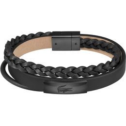 Lederarmband Lacoste "FUSION, 2040317, 2040318", schwarz, Armbänder, Herren, Leder-Edelstahl, Leder, Edelstahl