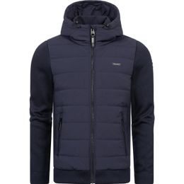 Steppjacke Ragwear "Doryan", Herren, Gr. L (52), blau (dunkelblau), Obermaterial 1: 98% Nylon, 2% Elasthan, Obermaterial 2: 100% Polyester, Innenfutter: 100% Polyester, Wattierung: 100% Polyester, casual, gerade hüftbedeckend, hoch geschlossener Ausschnitt, Langarm Ärmel ohne Ärmelschlitz extrabreites Bündchen krempelbar, Jacken, Coole Herren Outdoorjacke mit Kapuze