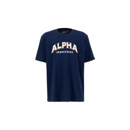 T-Shirt Alpha Industries "Alpha Industries Men - T-Shirts College T", Herren, Gr. L, blau (ultra navy), Obermaterial: 100% Baumwolle, Shirts