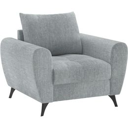 Sessel MR. COUCH, B:96cm H:71cm T:90cm, silber, Dolce (100% Polyester), Wohnzimmer, Sessel, "Blackburn II", Passend zu der Garnitur, mit